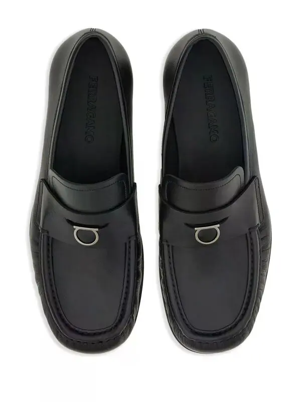 FERRAGAMO Gancini-plaque Leather Loafers