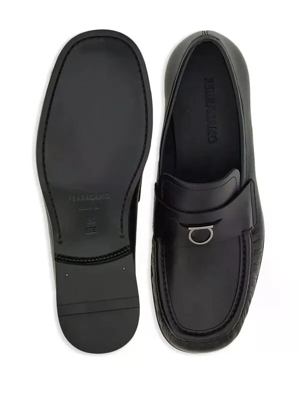 FERRAGAMO Gancini-plaque Leather Loafers