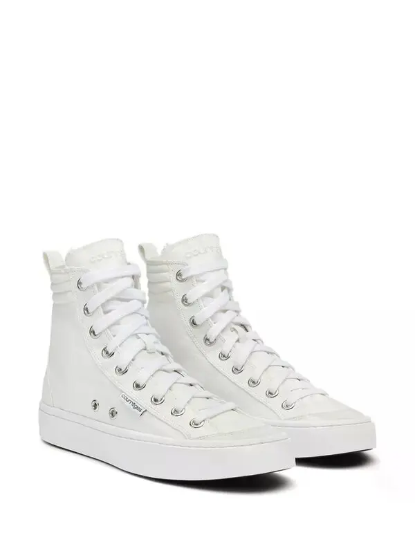 COURREGES Panelled Canvas High Top Sneakers - White