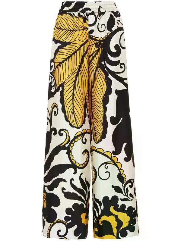 La DoubleJ Marea-print Palazzo Trousers - Black