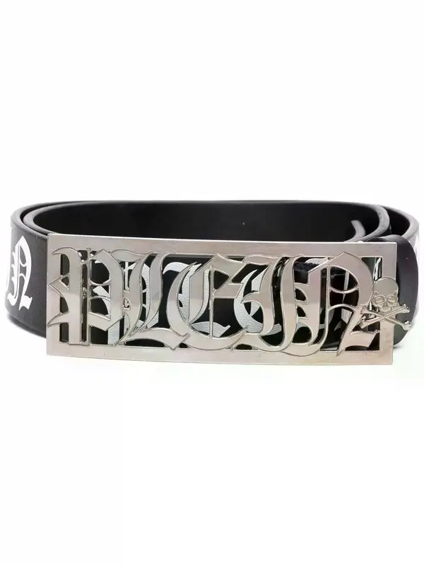 Philipp Plein Logo-plaque Leather Belt - Black