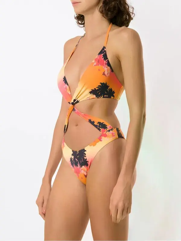 AMIR SLAMA Ilha De Hibiscus Print Swimsuit