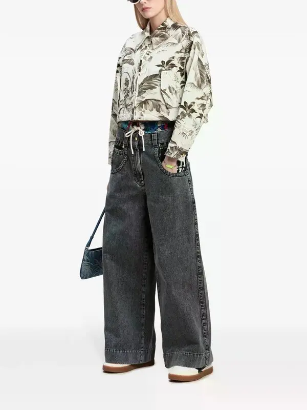 Palm Angels Monogram-pattern Wide-leg Jeans