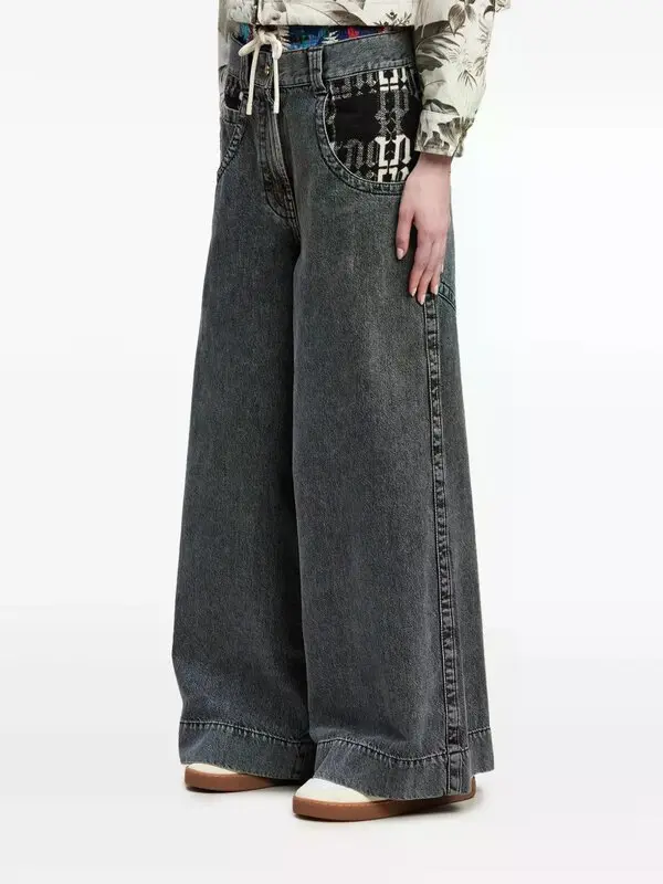 Palm Angels Monogram-pattern Wide-leg Jeans