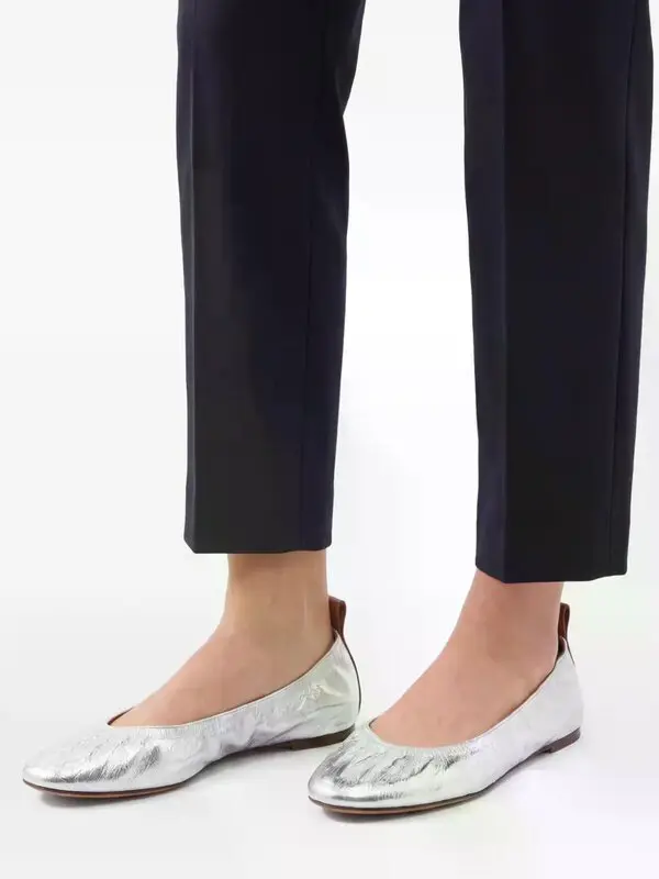 LANVIN Metallic Leather Ballerina Shoes - Silver