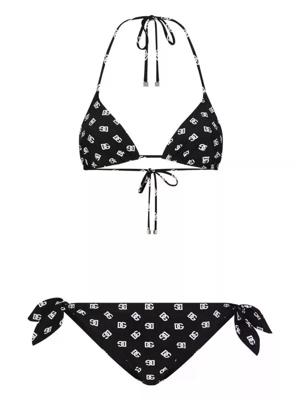 Dolce & Gabbana Logo-print Triangle Bikini Set - Black