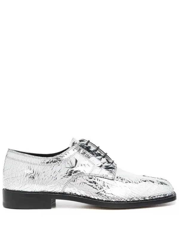MAISON MARGIELA Tabi Mirror-effect Lace-up Brogues - Silver