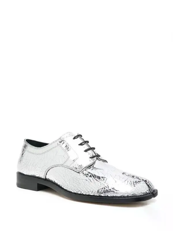 MAISON MARGIELA Tabi Mirror-effect Lace-up Brogues - Silver