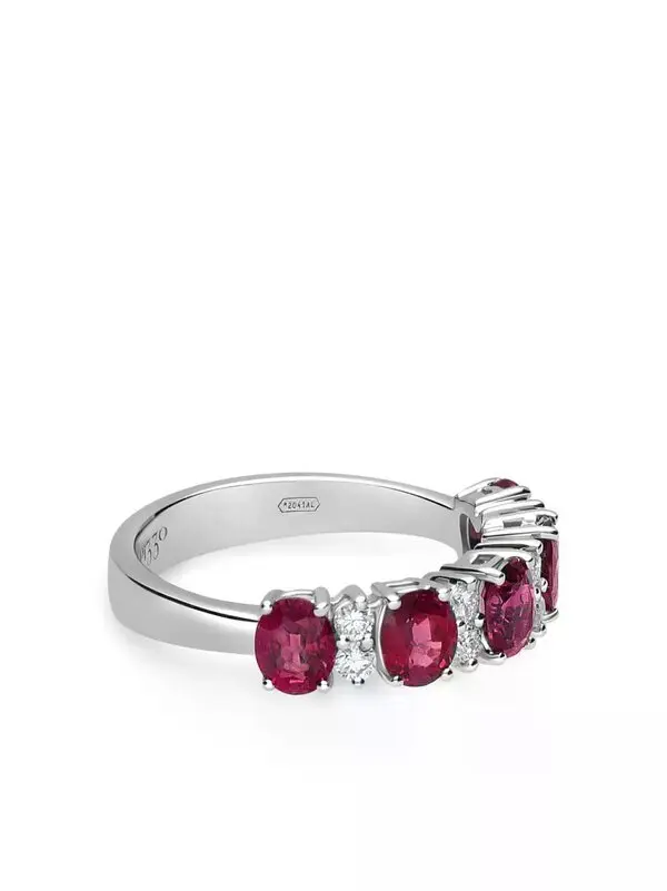LEO PIZZO 18kt White Gold Diamond And Ruby Eternity Band Ring