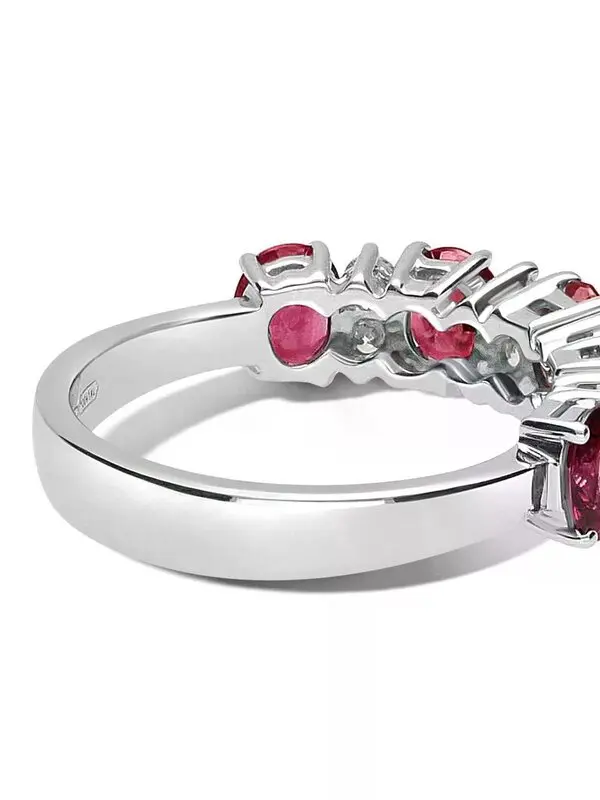 LEO PIZZO 18kt White Gold Diamond And Ruby Eternity Band Ring