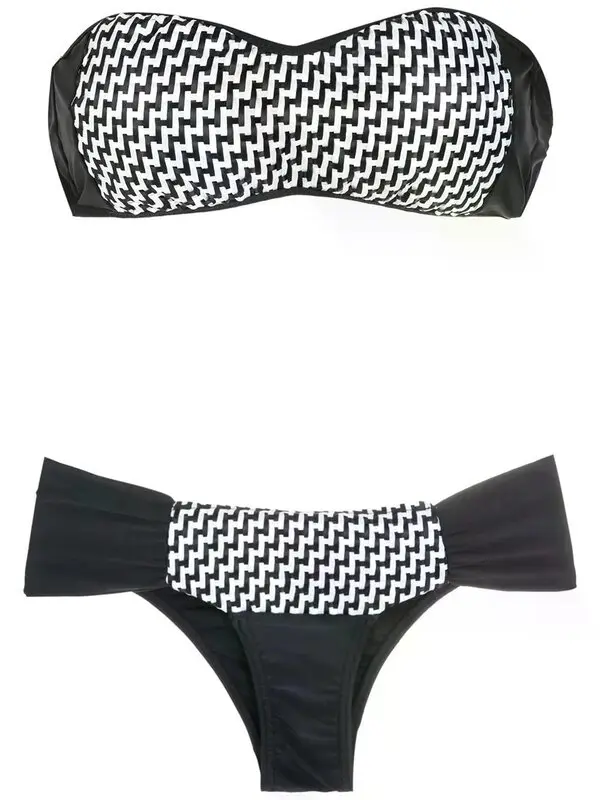 AMIR SLAMA Ruched Print Bikini Set - Black