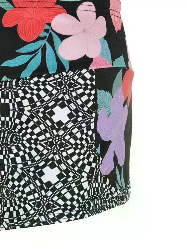 AMIR SLAMA Striped Panels Hibiscus Swimming Trunks