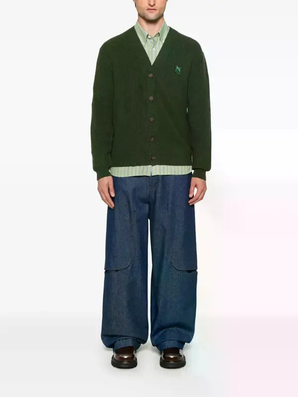 Maison Kitsuné Fox-patch Cardigan - Green