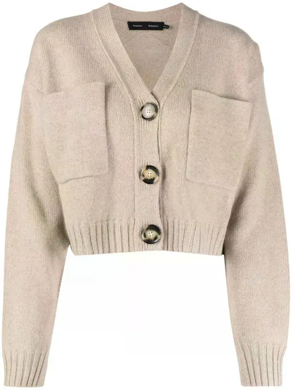 Proenza Schouler Cropped Cashmere Blend Cardigan - Neutrals