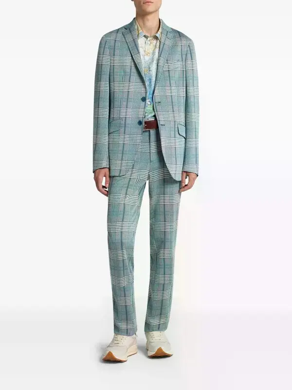 Etro Glen Plaid Jersey Blazer - Blue