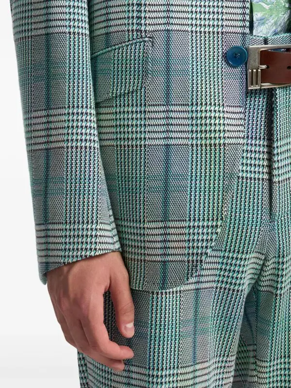 Etro Glen Plaid Jersey Blazer - Blue