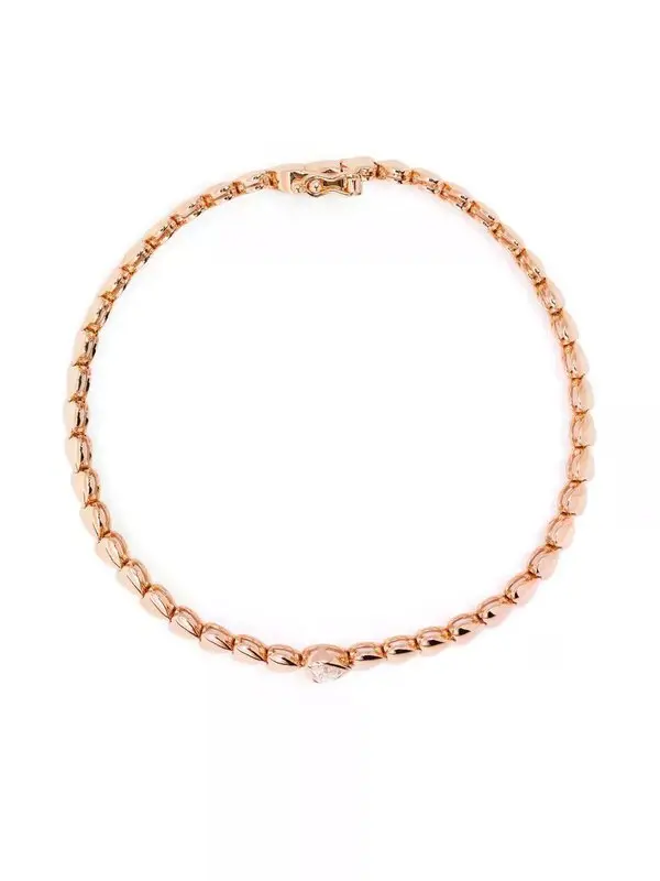 ANITA KO 18kt Rose Gold Diamond Heart Bracelet - Pink