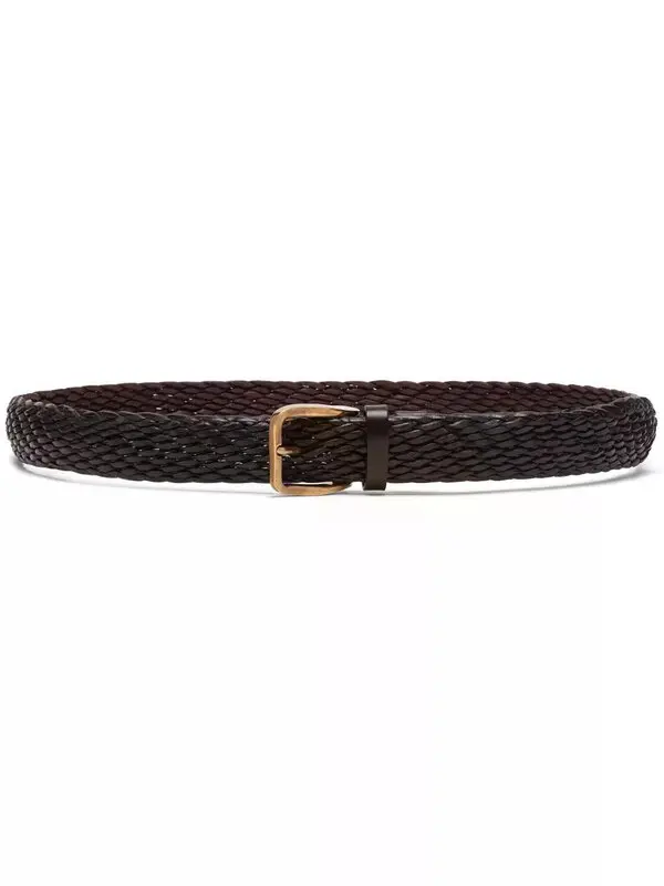 Brunello Cucinelli Interwoven Leather Belt - Brown