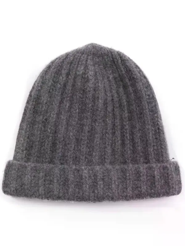 MAISON MARGIELA Four-stitch Ribbed Knit Beanie - Grey