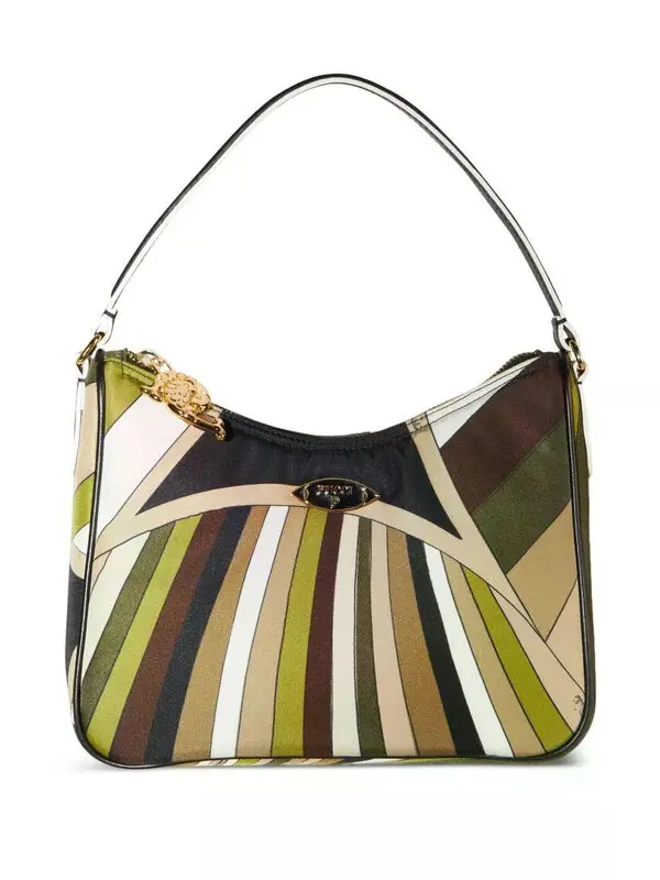 Emilio Pucci Printed Nylon Shoulder Bag With Leather Trimmings