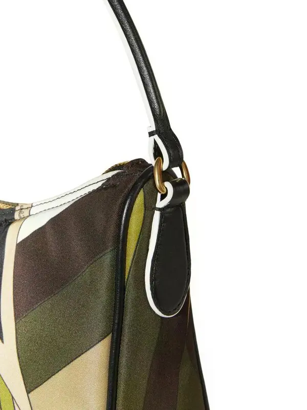 Emilio Pucci Printed Nylon Shoulder Bag With Leather Trimmings