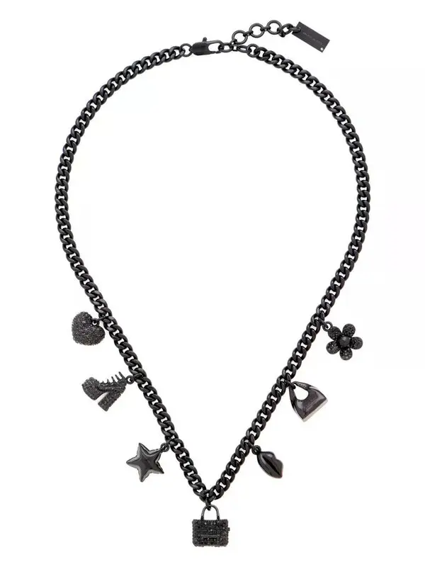 Marc Jacobs The Mini Icon Pave-charm Necklace - Black