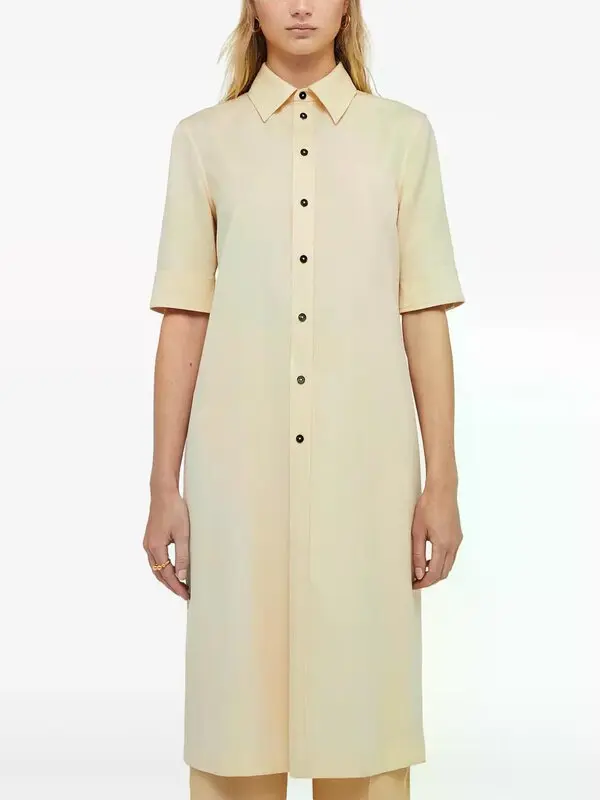 JIL SANDER Wool Gabardine Long Shirt