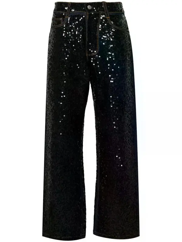 P.a.r.o.s.h Sequin-embellished Straight Jeans - Black