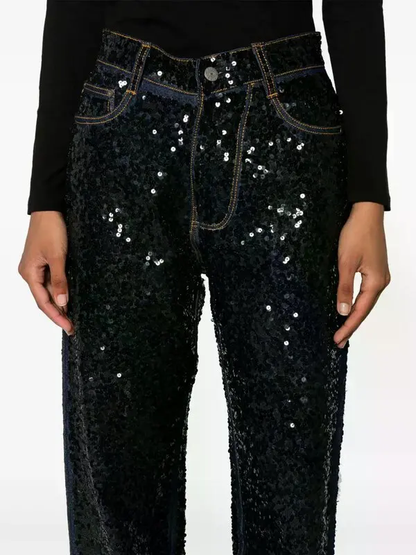 P.a.r.o.s.h Sequin-embellished Straight Jeans - Black