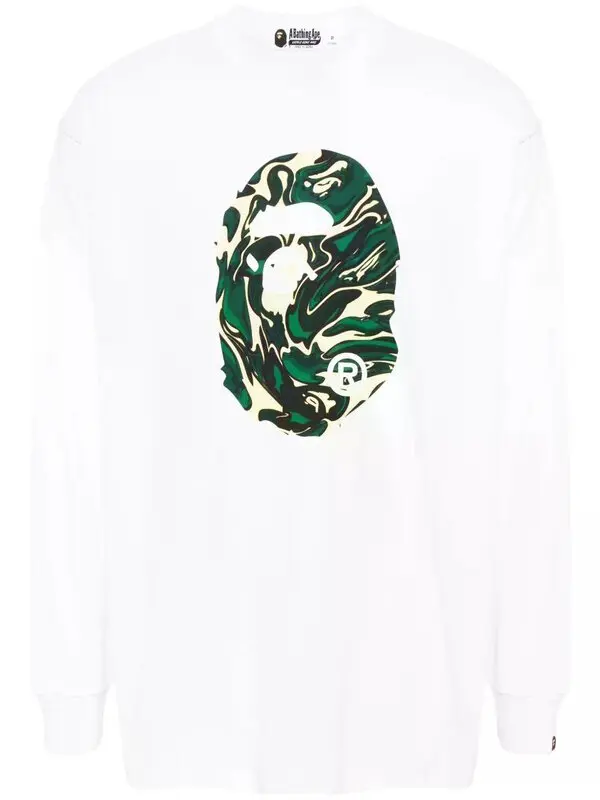 A BATHING APE Marbling Camo Logo T-shirt - White