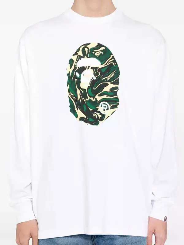 A BATHING APE Marbling Camo Logo T-shirt - White