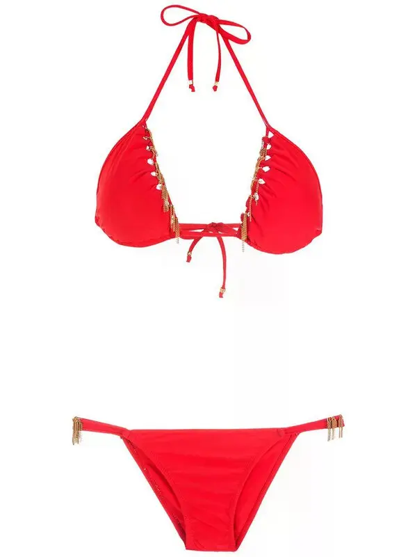 AMIR SLAMA Chain-link Triangle Bikini Set - Red
