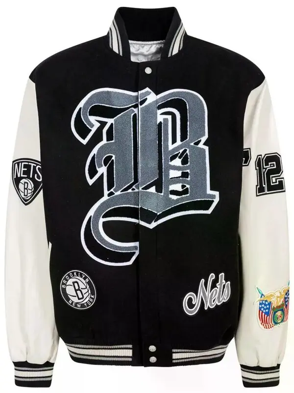 JEFF HAMILTON Brooklyn Nets Bomber Jacket - Grey