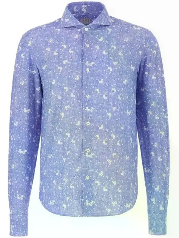 4FF Floral-print Shirt - Blue