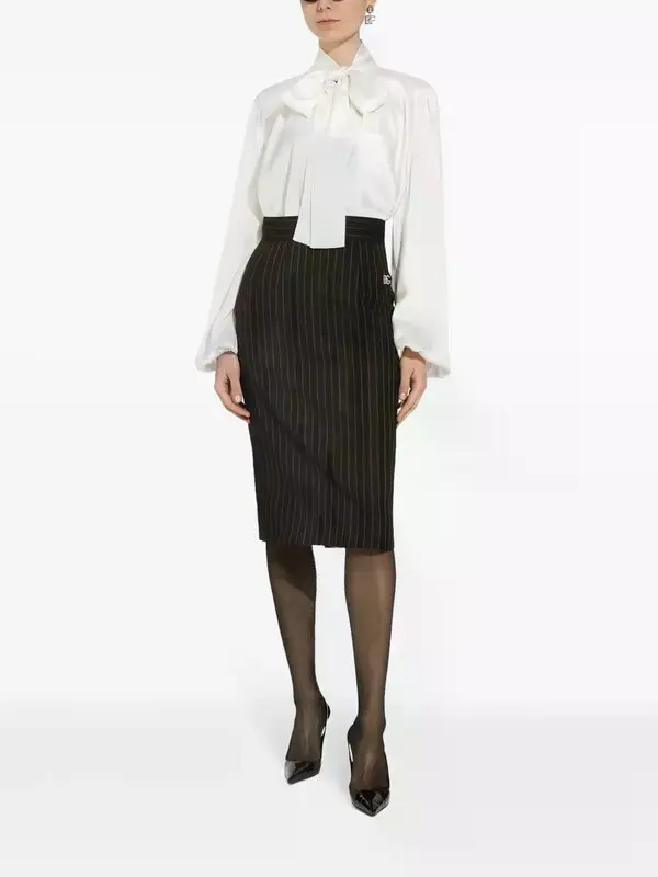 Dolce & Gabbana Virgin Wool-blend Pinstripe Midi Skirt