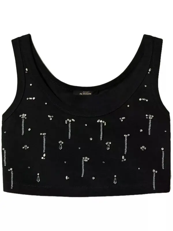 TWINSET Crystal-embellished Cropped Top - Black