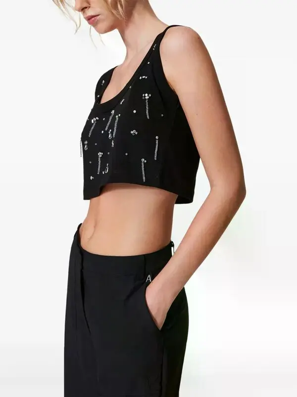 TWINSET Crystal-embellished Cropped Top