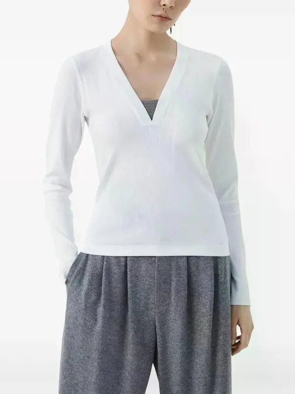 Brunello Cucinelli V-neck Long-sleeve Top