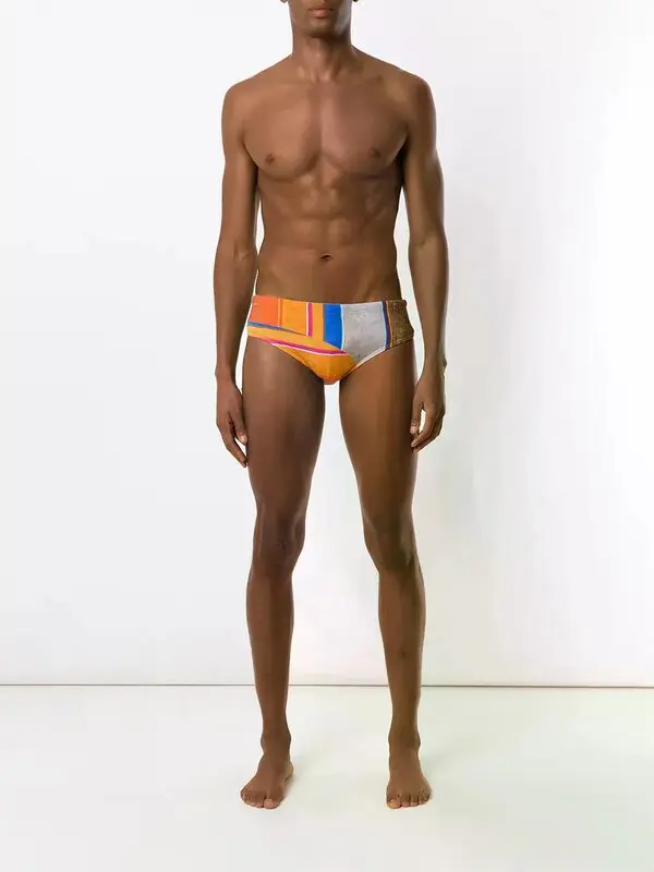 AMIR SLAMA Eco Print High-leg Swimming Trunks