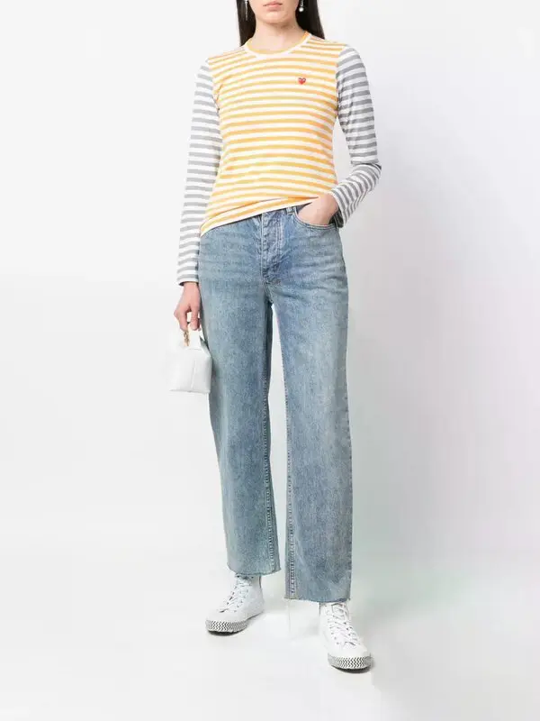 Play Comme Des Garcon Logo-patch Striped T-shirt