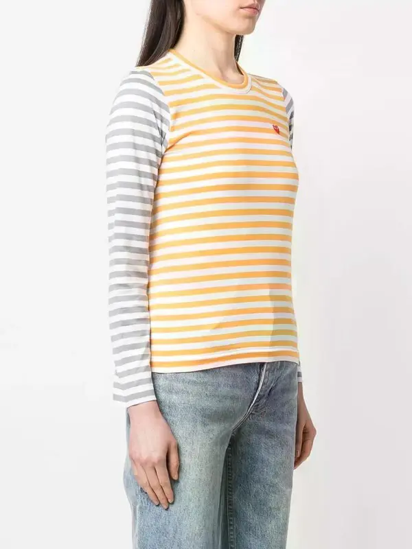 Play Comme Des Garcon Logo-patch Striped T-shirt
