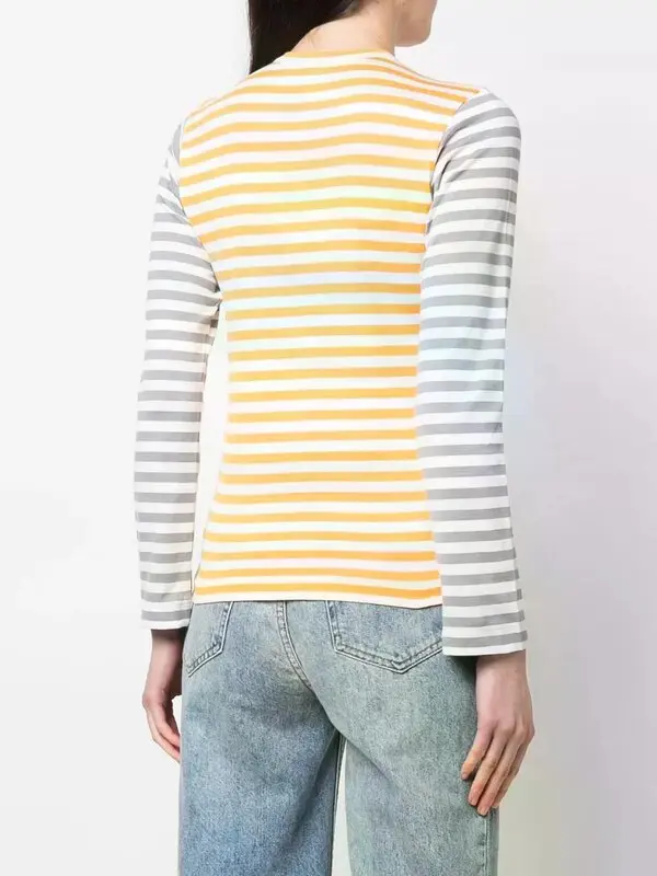 Play Comme Des Garcon Logo-patch Striped T-shirt