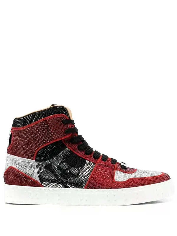 Philipp Plein Embellished Crystal High-top Sneakers - Black