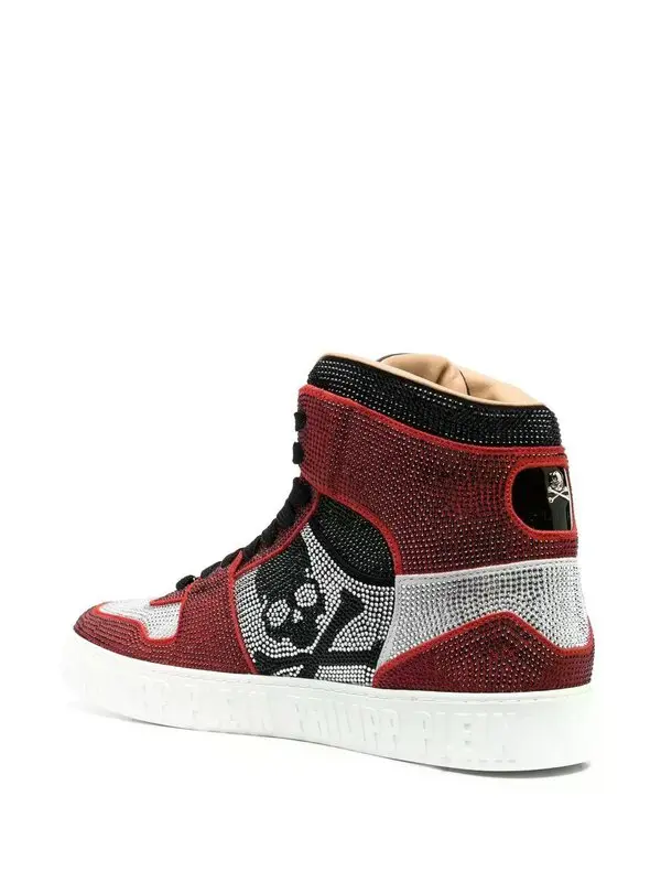 Philipp Plein Embellished Crystal High-top Sneakers - Black