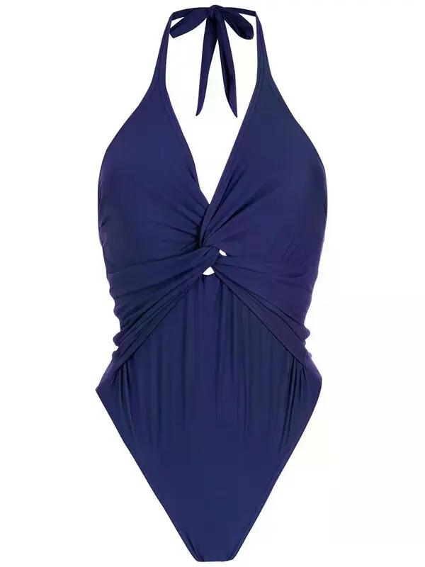 AMIR SLAMA V-neck One-piece Swimsuit - Blue