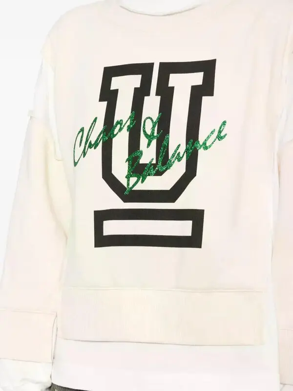 Undercover Contrast Panel Cotton Sweatshirt - White