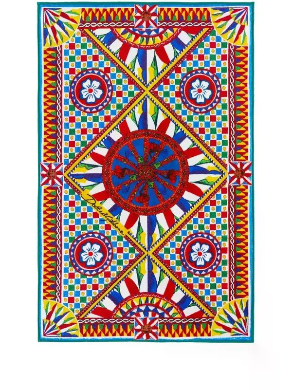 Dolce & Gabbana Graphic-print Terry Cotton Bath Mat - Yellow