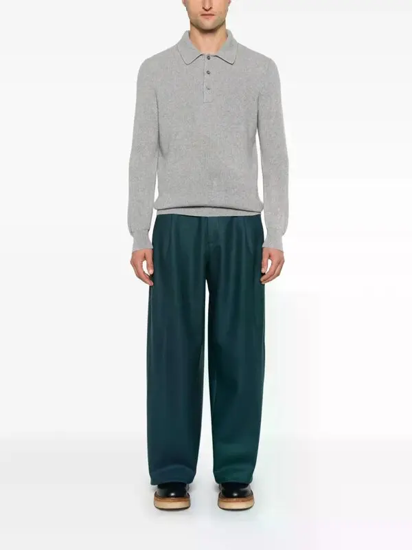 D4.0 Fine-ribbed Polo Shirt - Grey