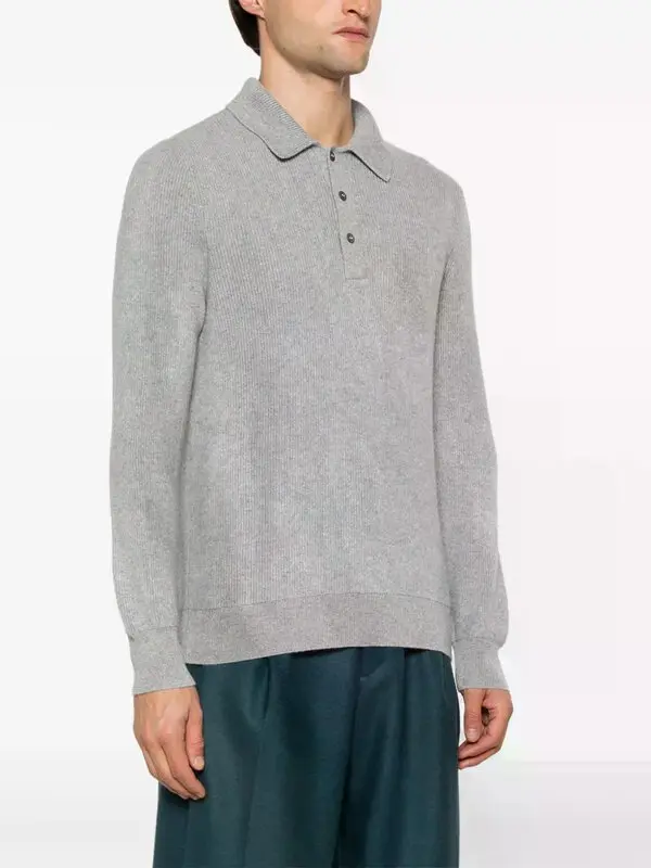 D4.0 Fine-ribbed Polo Shirt - Grey