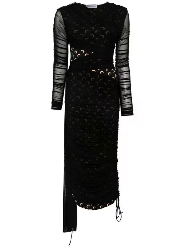 MARINE SERRE Crescent Moon Print Draped Dress